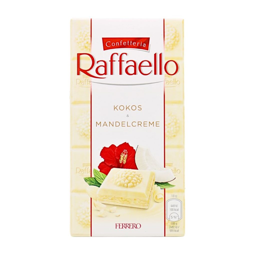 Ferrero Raffaello Coconut & Almond Cream White Chocolate Bar 90g ...